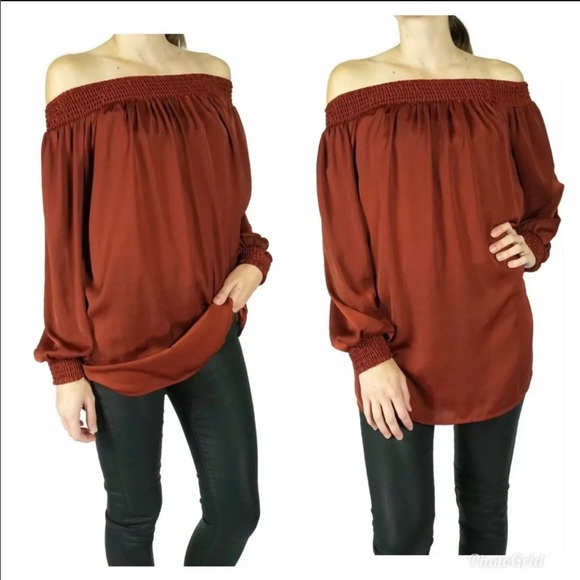 CAbi | Tops | Cabi Off Shoulder Blouse Rust Orange Medium | Poshmark